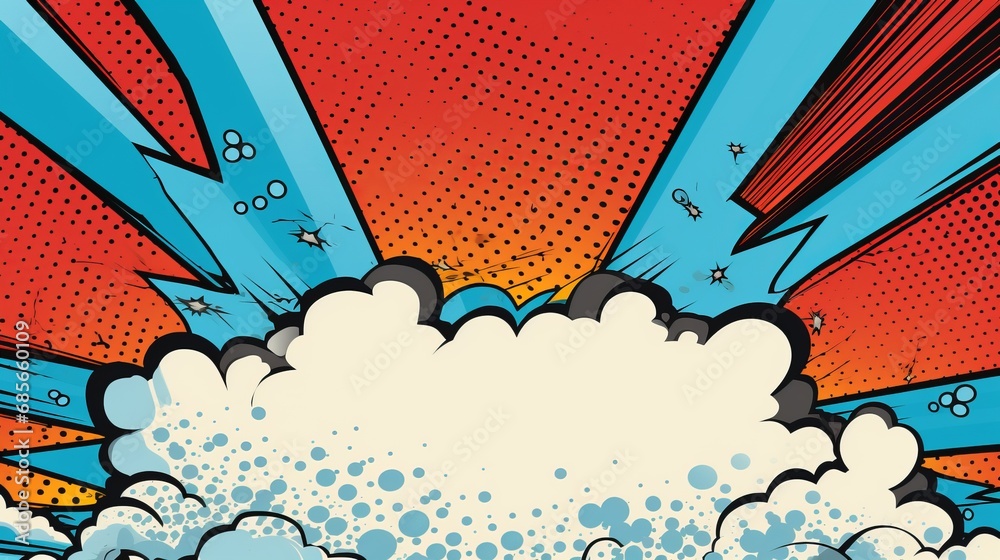 Dynamic pop art abstract background with comic art illustration and ...