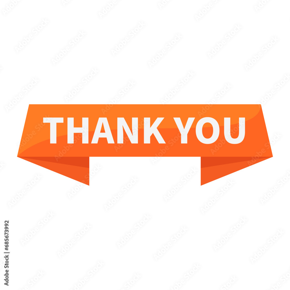 Thank You In Orange Rectangle Ribbon Shape For Congratulation ...