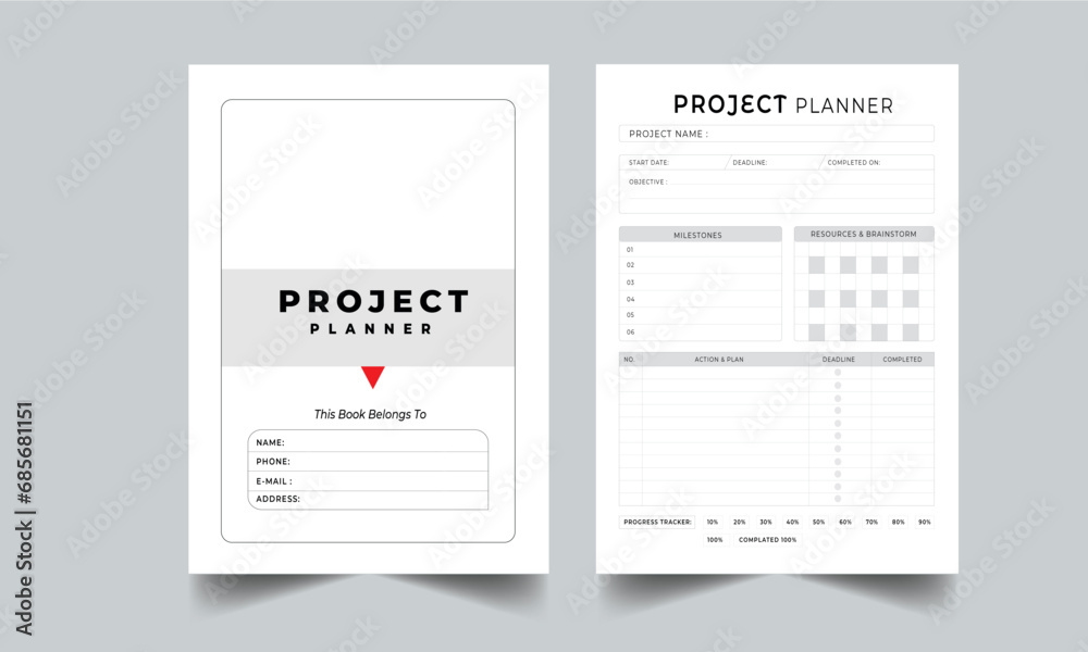 Project planner template. Cover Set of minimalist Project Planners ...