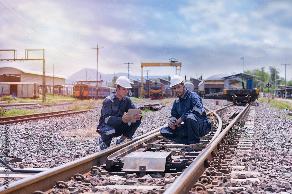 Inspection engineer on railroad inspection, passengers on railroad ...