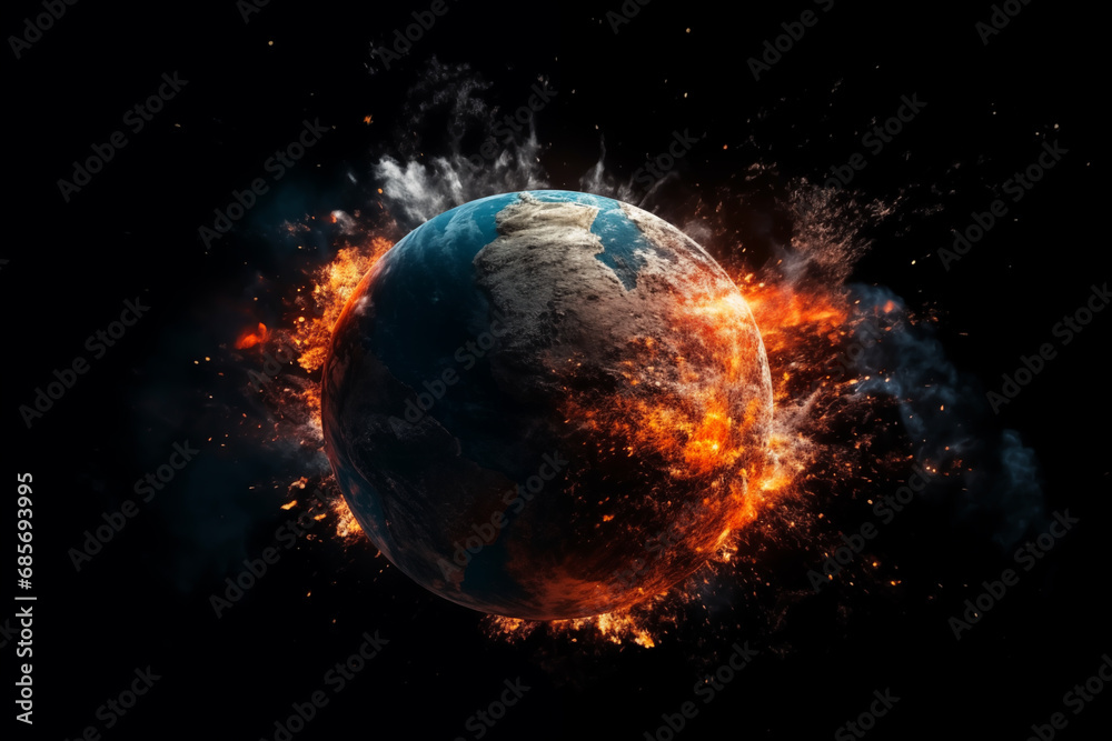 Earth in burns as Global catastrophe, Hell. War on Earth as Climate ...