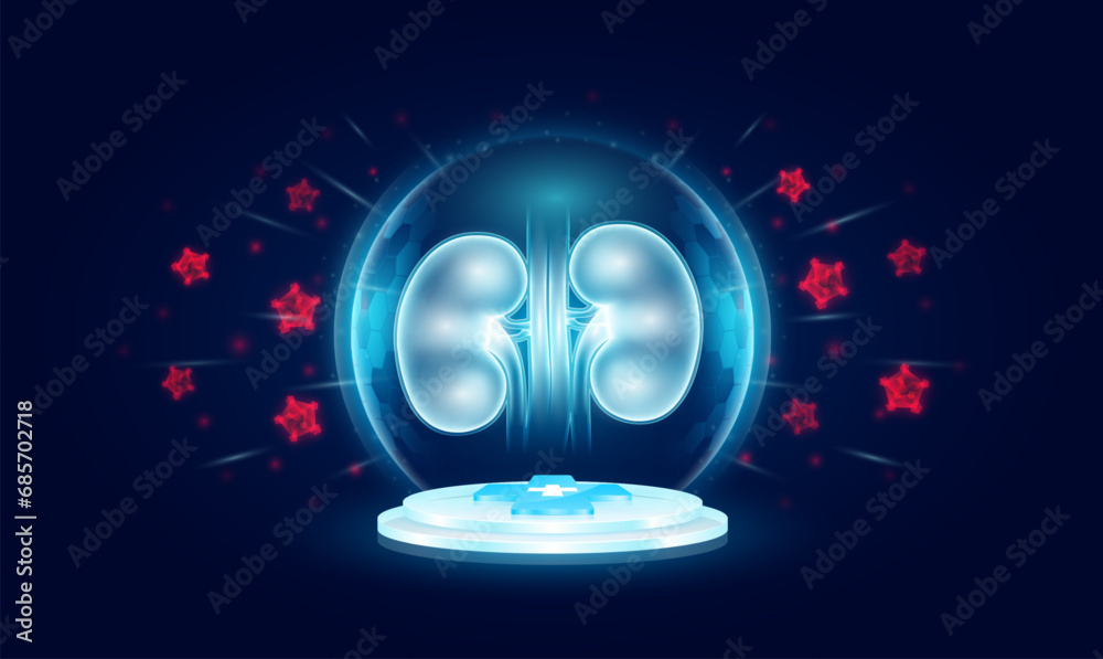 Immunity system protect medical. Kidney human organ inside transparent ...