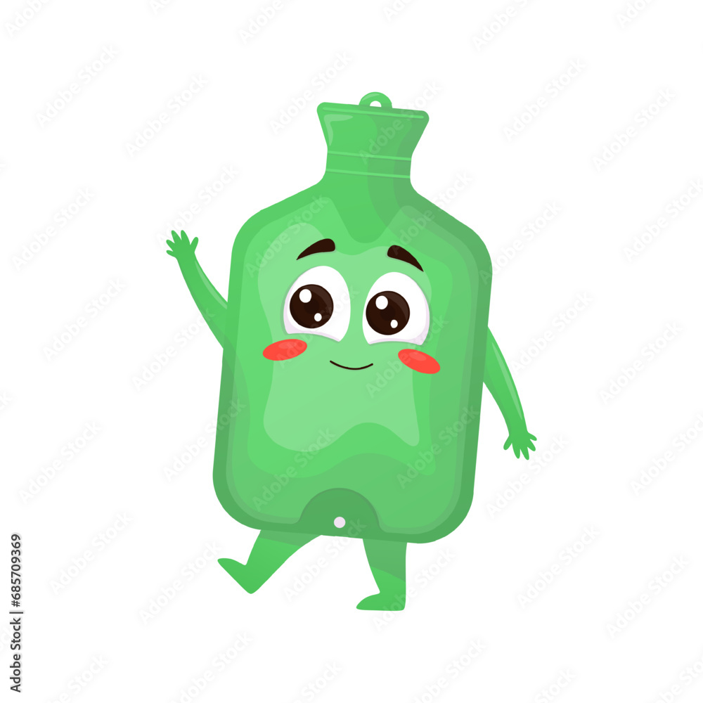 Vecteur Stock Cute green medical heating pad in a charming cartoon ...