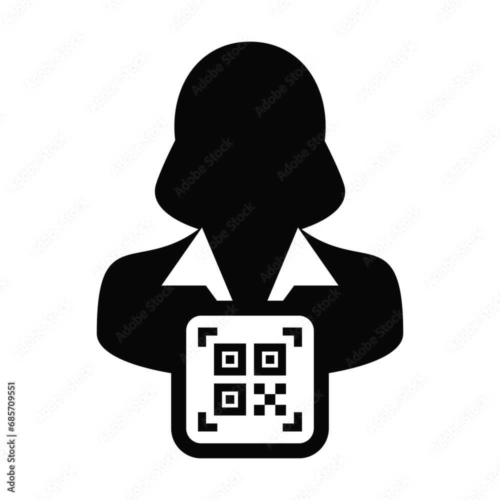Digital id icon avatar with qr code for biometric identity in vector ...