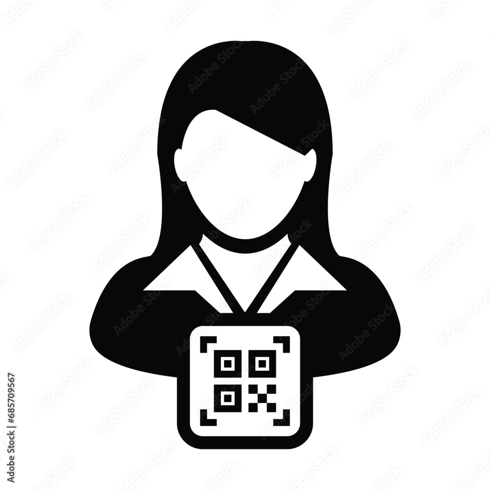 Digital id icon avatar with qr code for biometric identity in vector ...