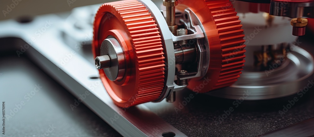 Belt and pulley drive utilized in a 3D printer powered by stepper ...
