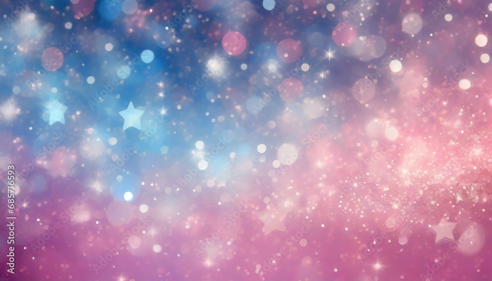 pink and blue starry glitter feminine toned bokeh background banner ...