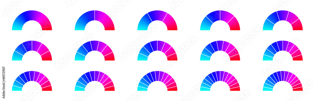 Performance meter gauge. Risk level circle chart measuring. Speedometer ...