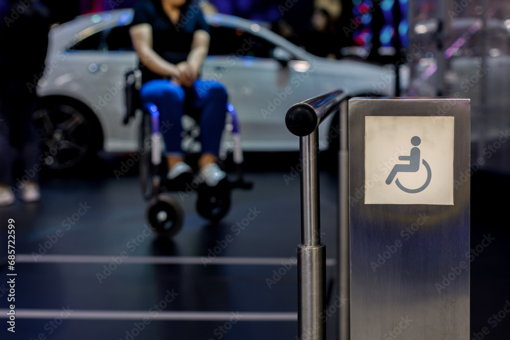 Foto de Lighting sign Disabled way. Lighting signboard of handicap ...