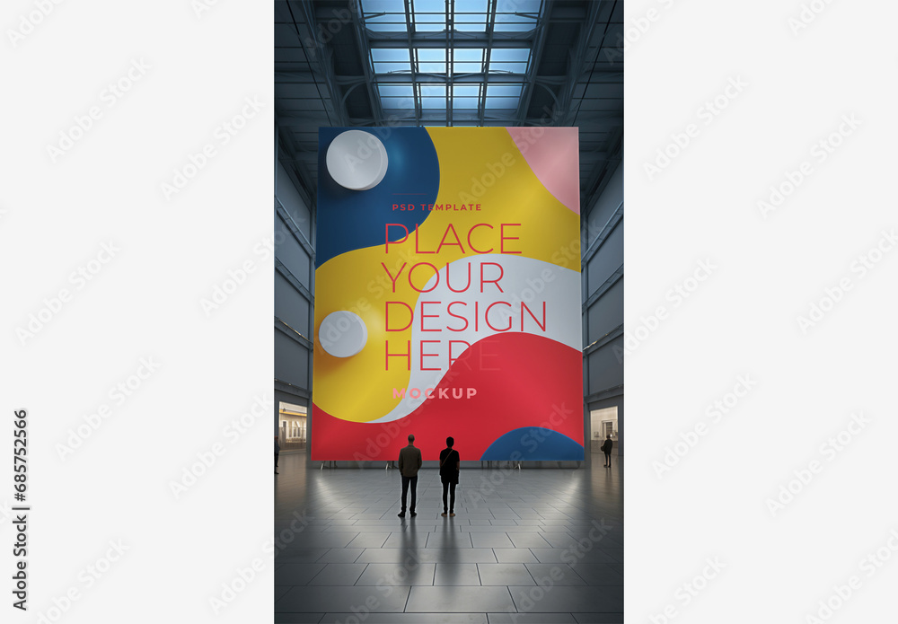 Gallery Frame Mockup Template with Two People Standing in Front of ...