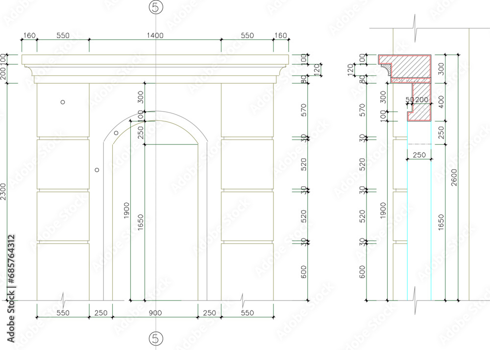Vector Sketch Illustration Of Classic Vintage Old Flat House Column