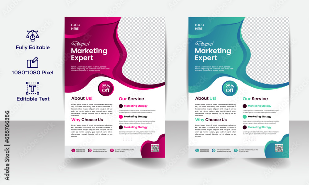 Poster Minimal Stylish Curve Shaped Flyer Design, Two color flyer ...