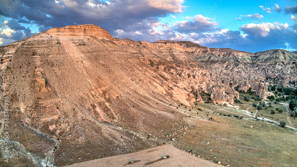 Panoramic view of fairy chimneys in Goreme Historical National Park ...