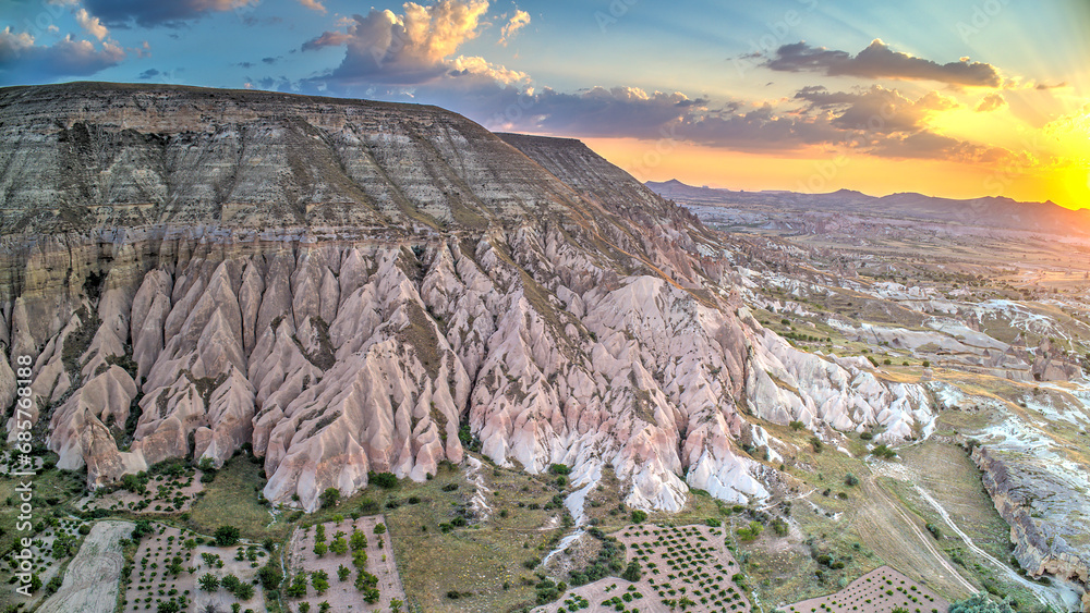 Panoramic view of fairy chimneys in Goreme Historical National Park ...