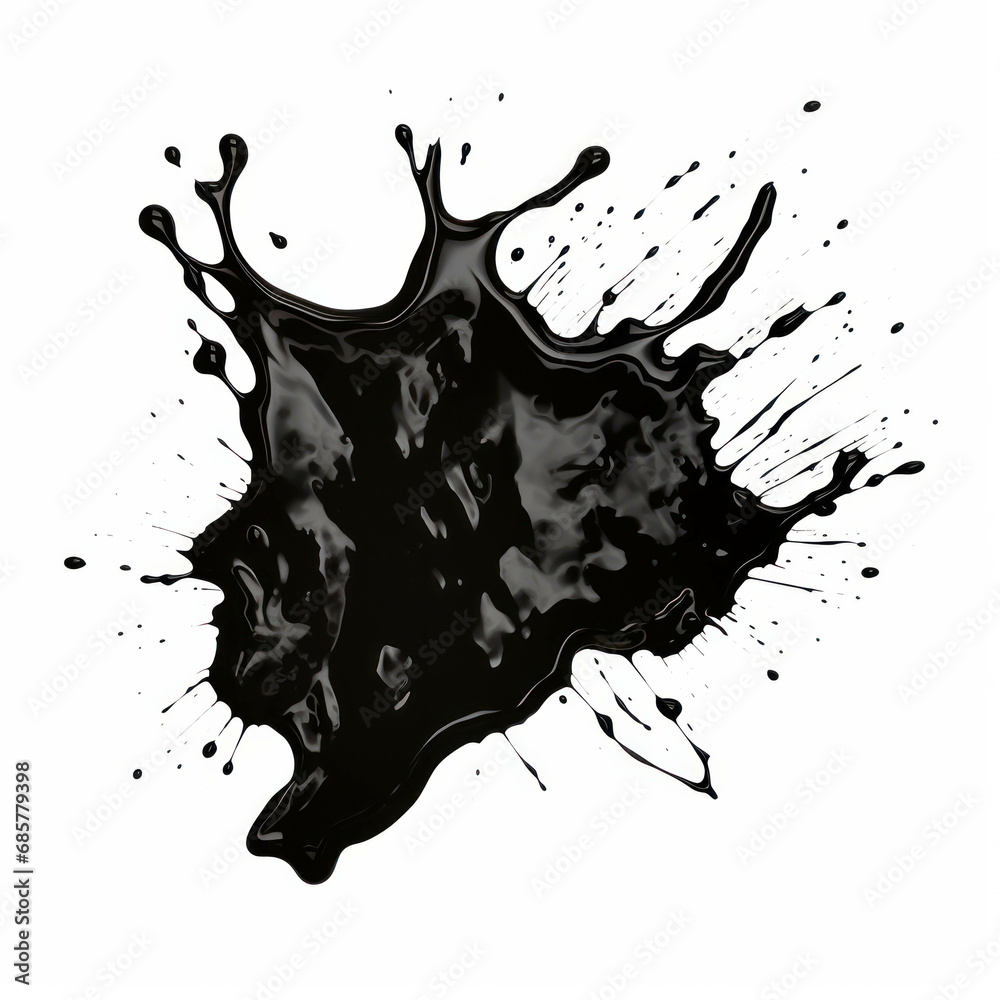 Isolated Black color ink splat on a white background in high resolution ...