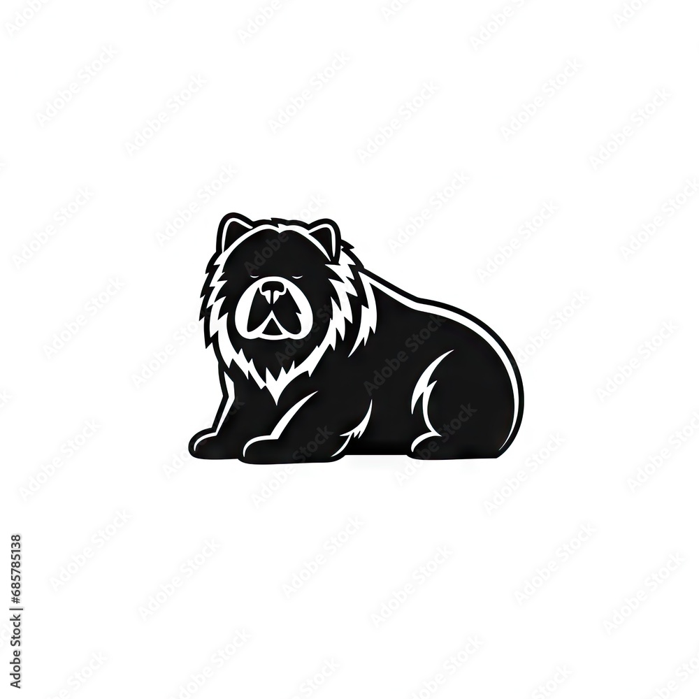 Chow Chow Icon, Small Dog Black Silhouette, Puppy Pictogram, Pet ...