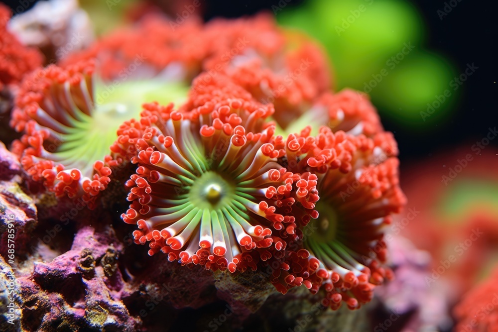Macro red coral, coral polyp, vivid details and textures. Beautiful red ...