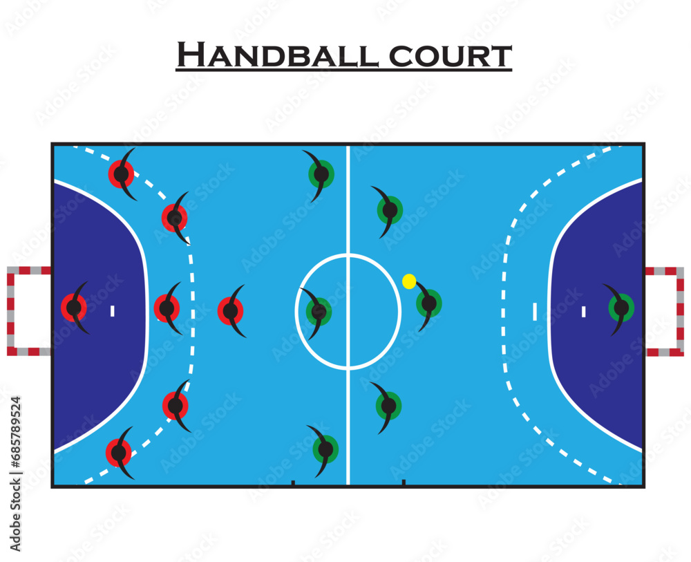 Handball court dimensions. Handball playground size. Vector ...