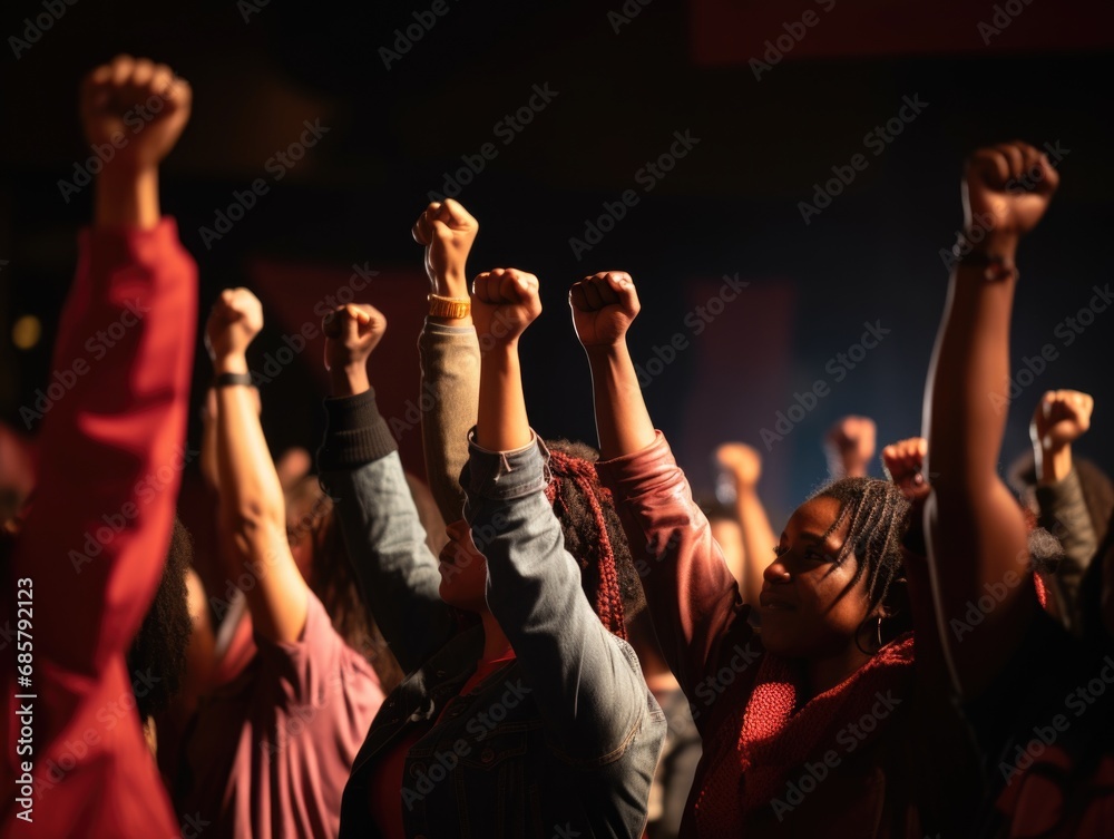 The raised fist, of the clenched fist symbol of power, protest and ...