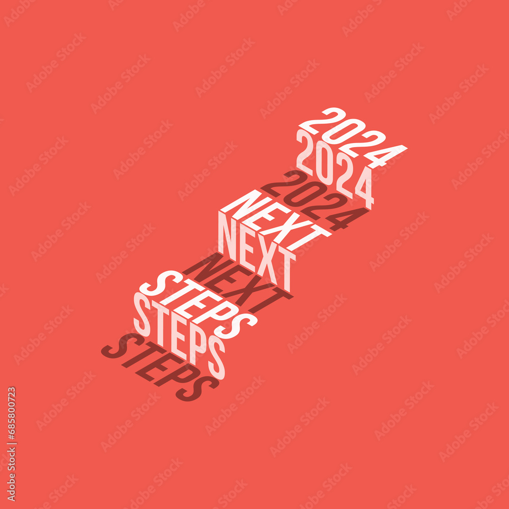 2024 next steps stairs Isometric stairs text effect isolated on radiant ...