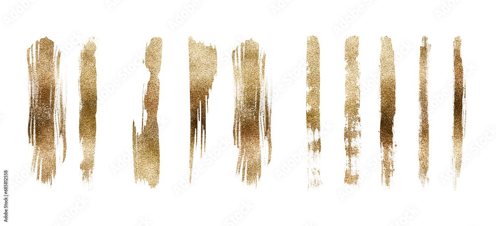 Thin watercolor strokes with metallic gold mixed with copper, with ...
