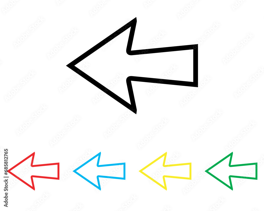 Left arrow icon vector. Previous icon sign symbol in trendy flat style ...