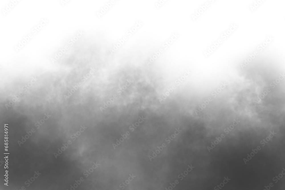 Dark floating raising smoke or misty fog vapor overlay on transparent ...
