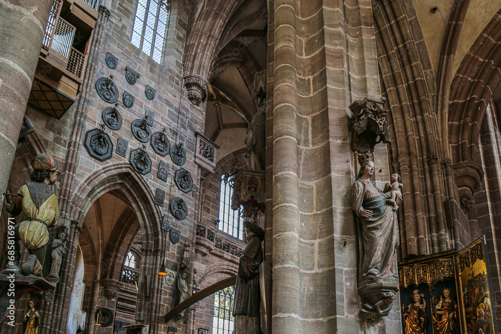 Interior view of St. Lorenz, medieval Evangelical Lutheran Church in ...
