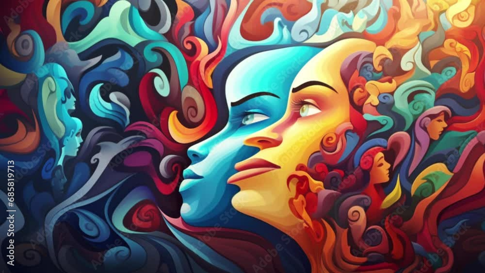 cartoon color faces diversity people emotions diffirent characters ...