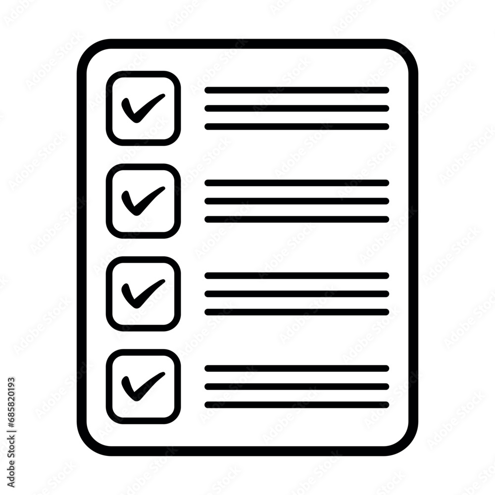 Check mark list icon. Checklist. Vectot on white background Stock ...
