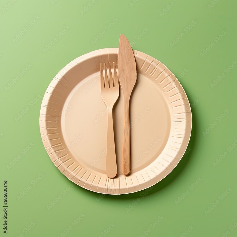 Paper Plate, Fork, Knife, Eco Tableware, Disposable Cutlery ...