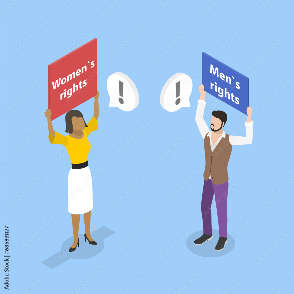 Vetor de 3D Isometric Flat Vector Illustration of Gender Conflict ...