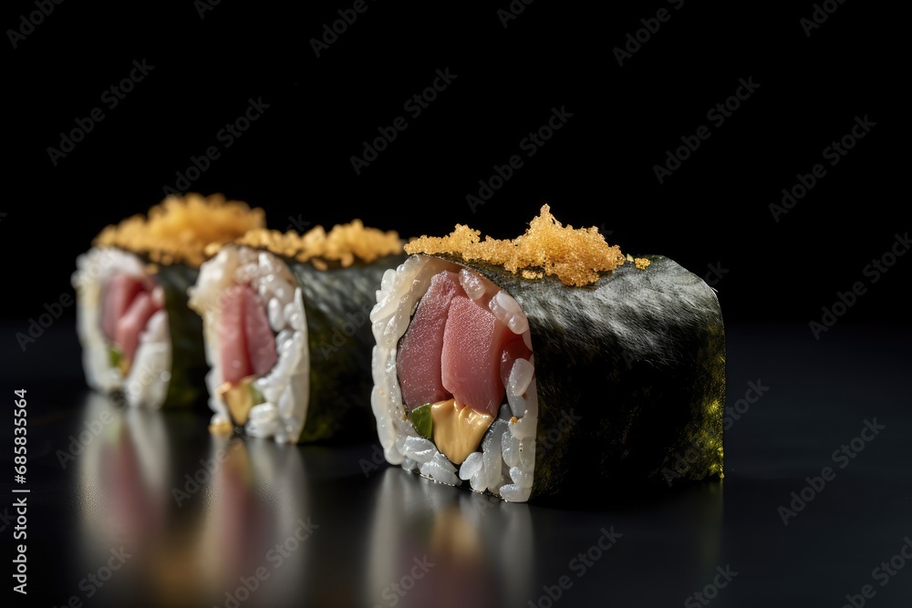 Tuna Sushi Rolls, Nori Maki Sushi Rolls with Raw Fish, Maguro Tuna ...