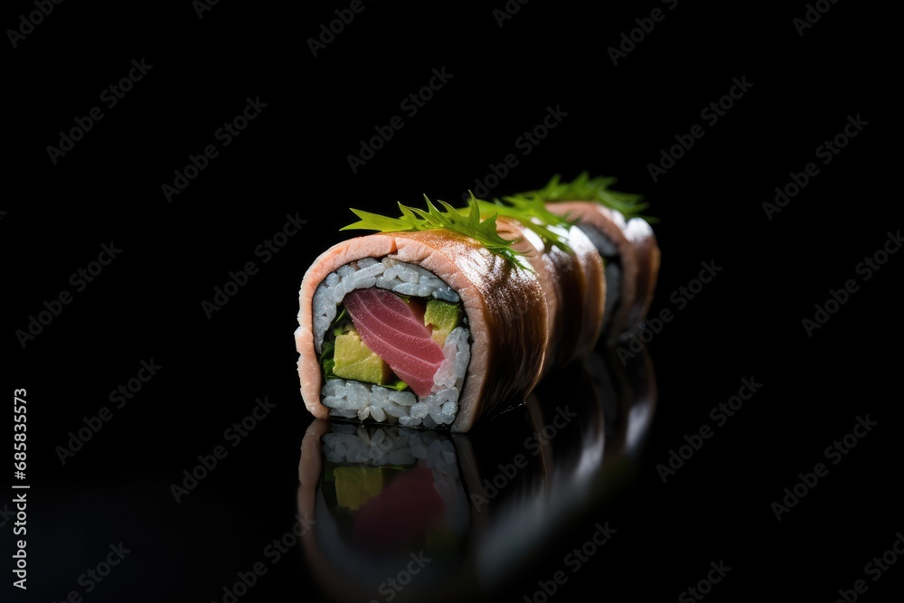 Tuna Sushi Rolls, Nori Maki Sushi Rolls with Raw Fish, Maguro Tuna ...