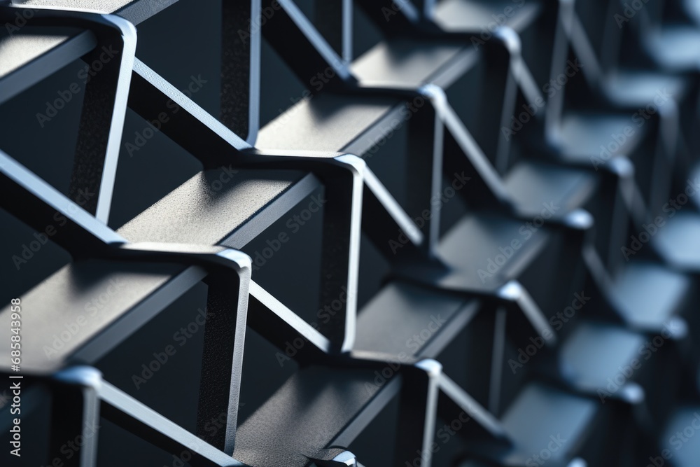 A detailed close up of a building constructed entirely from metal bars ...