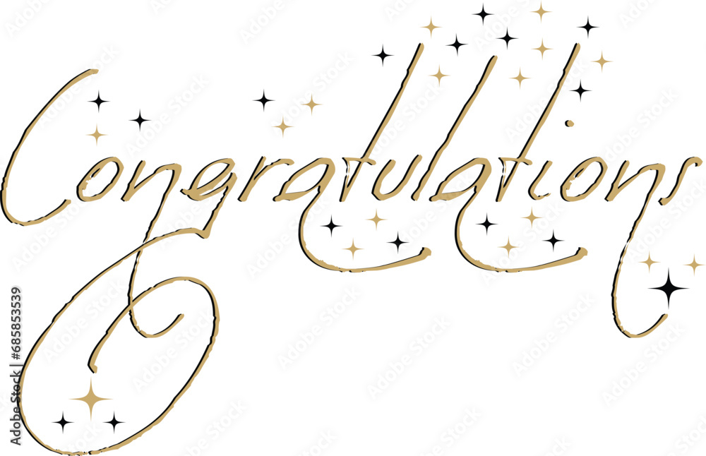 Starry congratulations golden sign. Congratulations gold text. Handwritten Congratulations ...