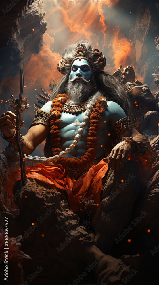 Lord Shiva smoking ganja, background of Nirvwana. AI Generative Stock ...