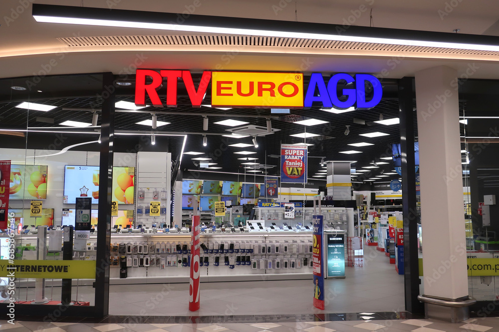 RTV Euro AGD signage, Polish electronics retail store at Atrium Reduta ...