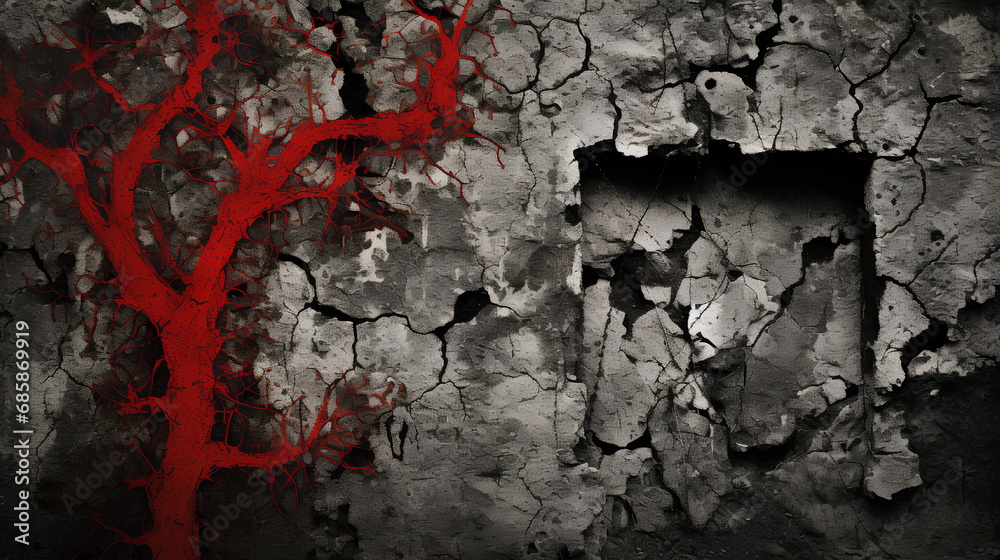 Decaying Urban Art: A Vintage Wall with Peeling Paint Layers Revealing ...