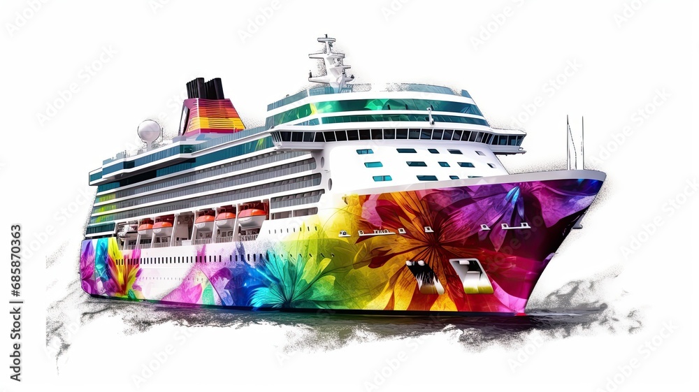Colorful ship, boat, sailboat, yacht or whatever with transparent ...