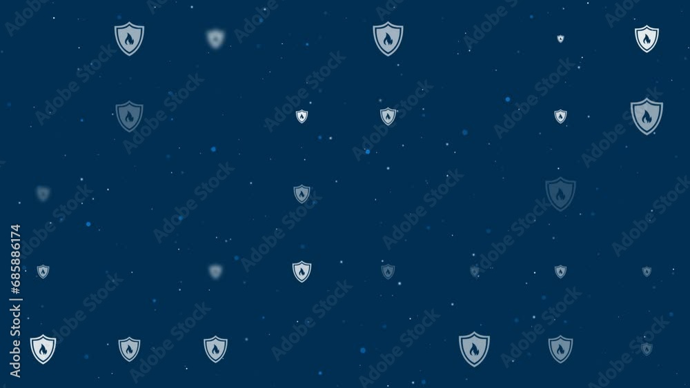 Template animation of evenly spaced fire protection symbols of ...