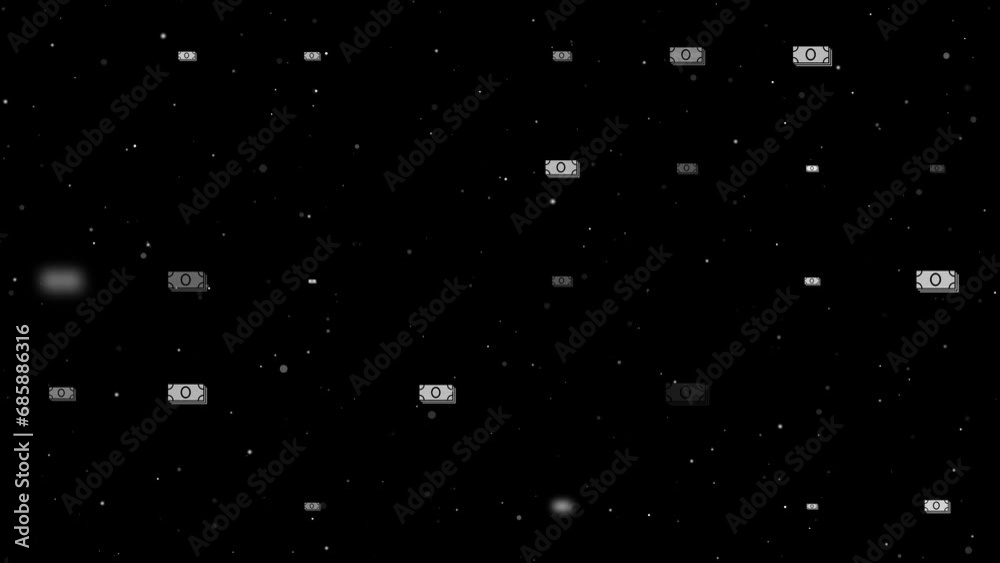Template animation of evenly spaced money bundle symbols of different ...