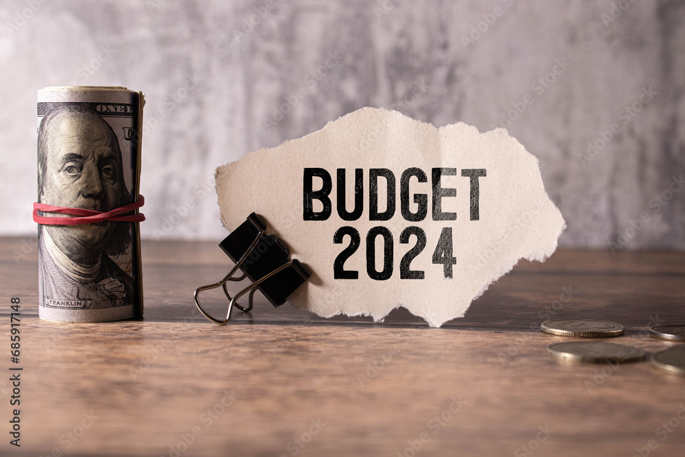 BUDGET 2024 text with calculator on the table, financial concept budget ...