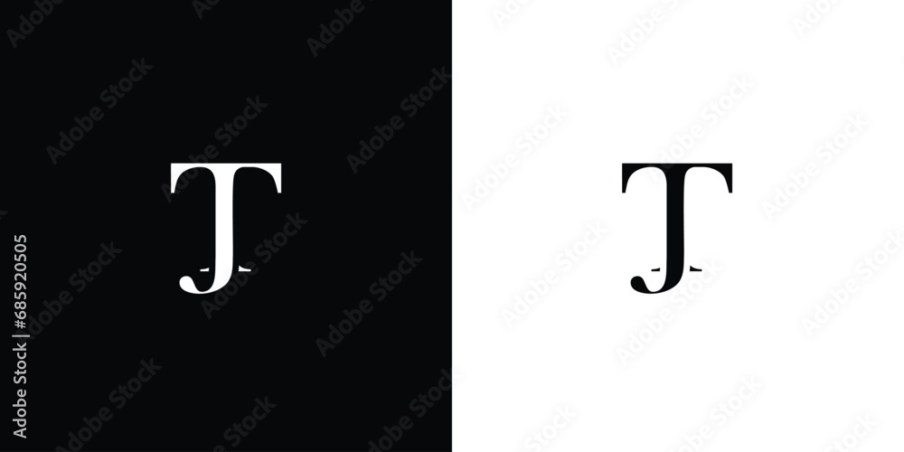 Abstract Initial letter JT or TJ logo template with vintage overlap ...