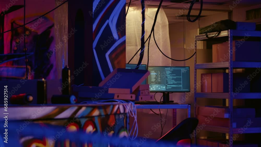 Zoom in on advanced technology computers left open running code in ...