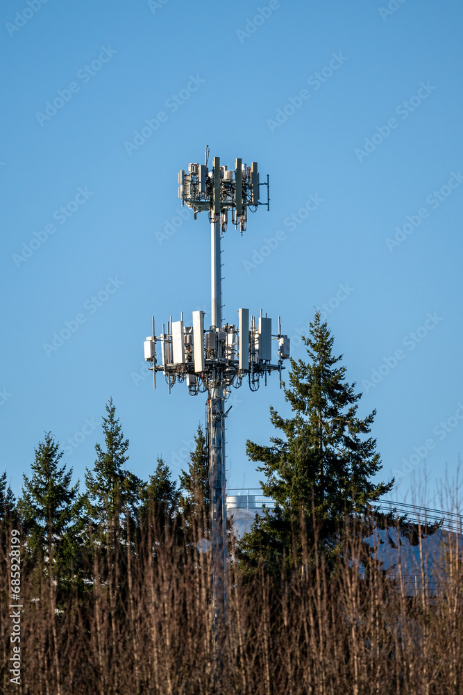 Mobility communications cell site tower with two layers of antennas ...
