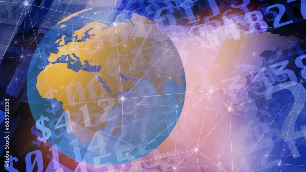 Global financial news world map backdrop with dollar sign international ...