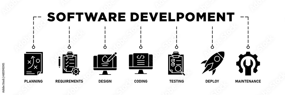Software development life cycle banner web icon vector illustration ...