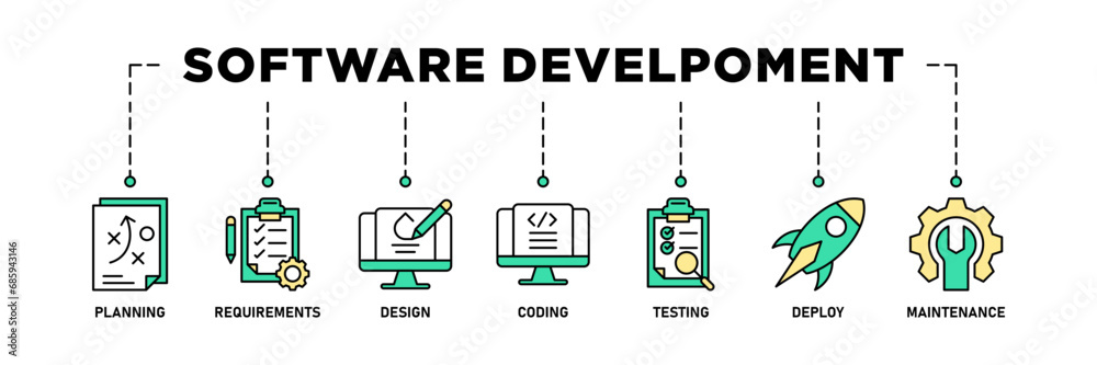 Software development life cycle banner web icon vector illustration ...