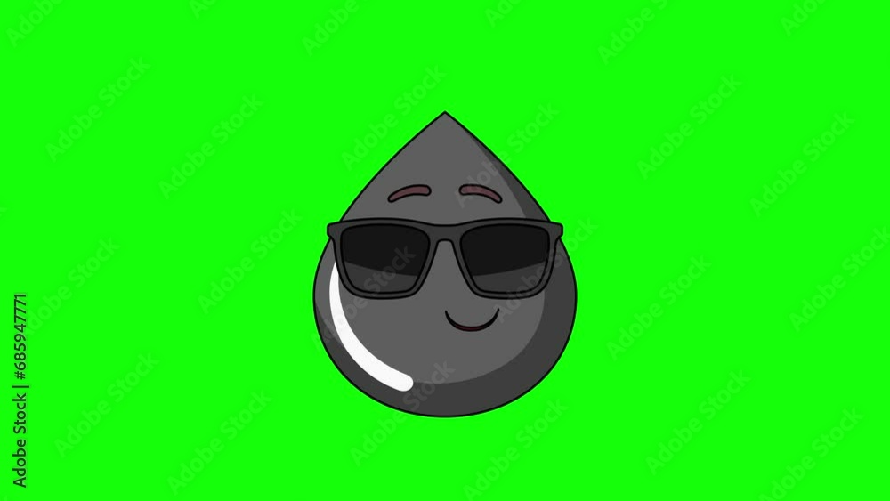 oil emoji cartoon smiling face with sunglasses, emoticon animation ...